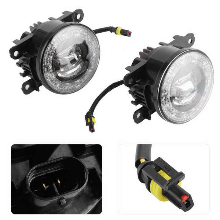 NEW2022 Pair Universal Front Fog Lamp Round LED Foglight WCable Clear ...