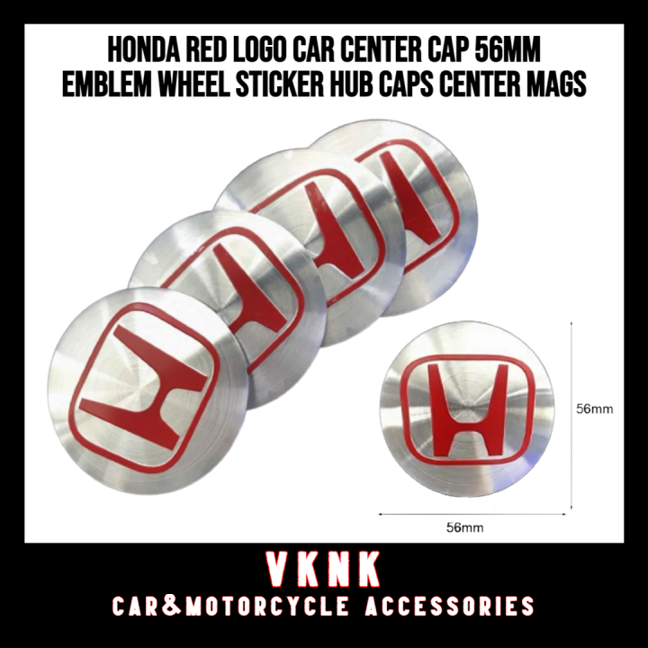 Honda Red Logo Car Center Cap 56mm Emblem Wheel sticker Hub Caps Center ...