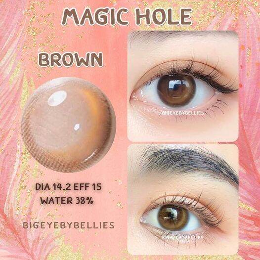 🔥 คอนแทคเลนส์ ลายพระจันทร์เสี้ยว ขนาดมินิ Brown Magic hole Wink ...