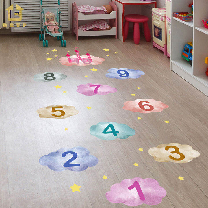 Colorful Cloud Castle Hopscotch Game Stickers for Floor Cartoon Wall ...