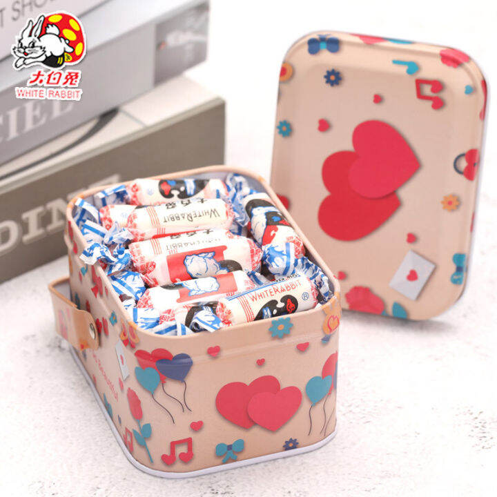 ZEJUN กระต่ายขาวตัวใหญ่ทอฟฟี่กล่องของขวัญกระป๋องเหล็กฟังของขวัญวันหยุดคริสต์มาสสำหรับเด็ก ...