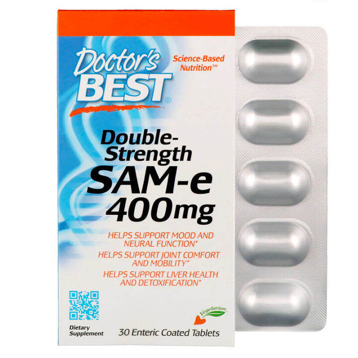 Doctor's Best, SAM-e, Double-Strength, 400 mg, 30 Enteric Coated ...