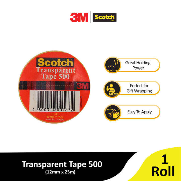 3M Scotch Transparent Tape 500, 12mm x 25m [MS5001225] | Lazada PH