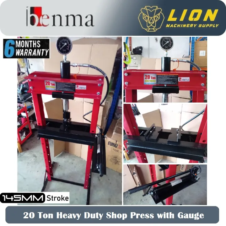 BENMA 20 Ton Heavy Duty Hydraulic Shop Press with Gauge MSPG20 - 6 ...