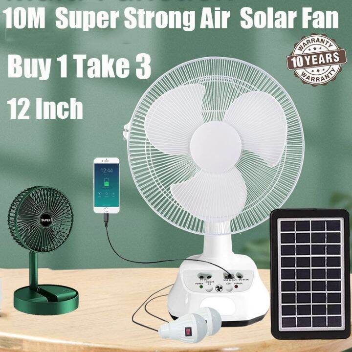 slides Solar Electric Fan 12Inch Buy 1 Take 3 Rechargeable Outdoor ...