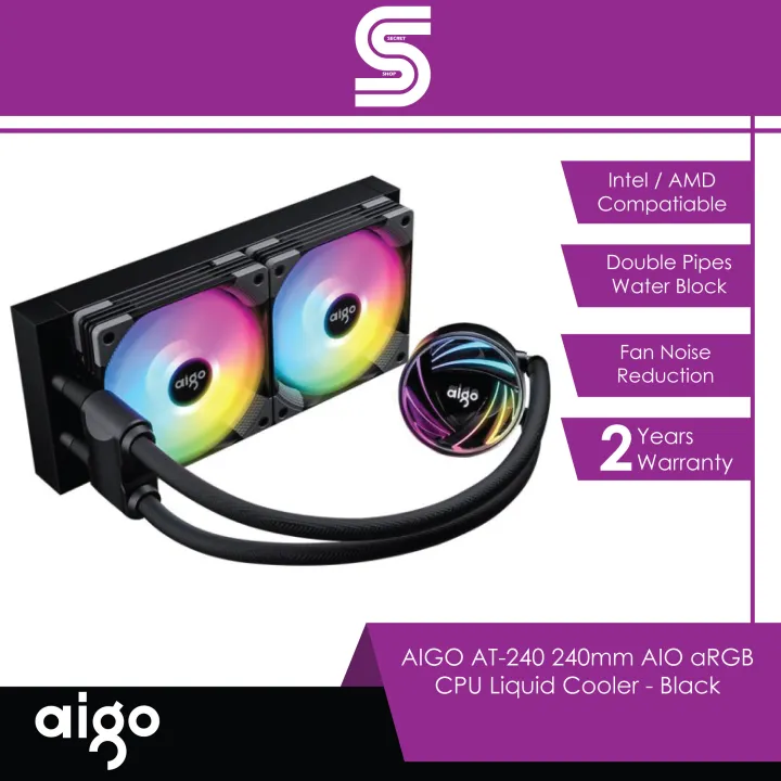 AIGO AT-240 240mm AIO aRGB CPU Liquid Cooler - Black | Lazada