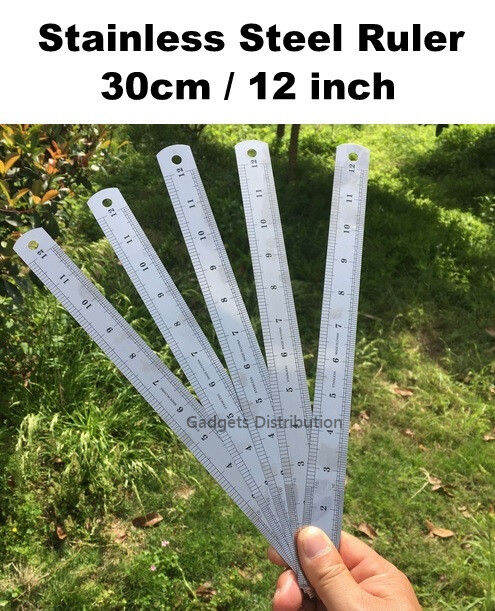 30cm 300mm 12 inch 12' Double Sided Stainless Steel Ruler Measuring ...