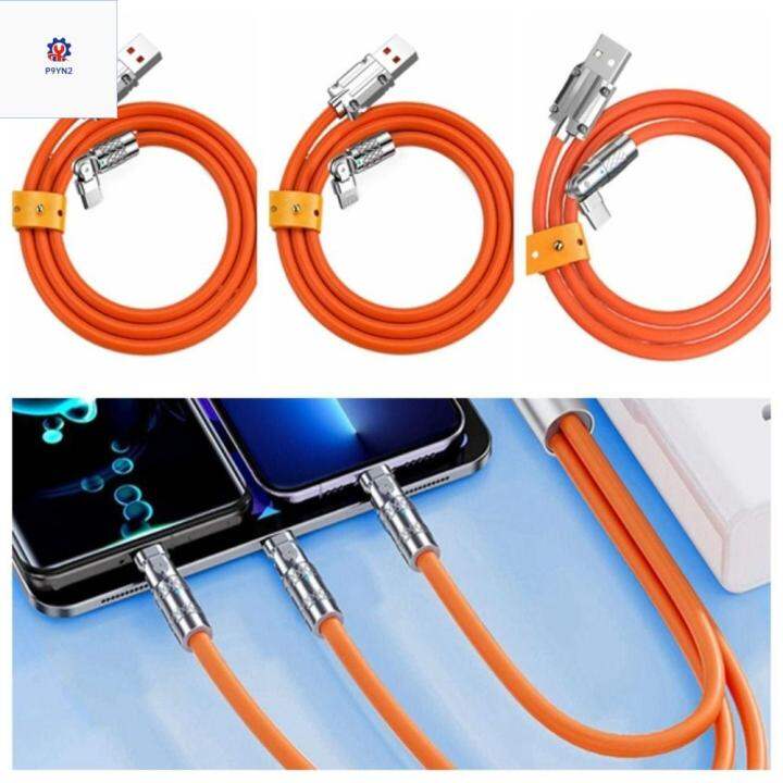 P9YN2 120W Elbow 3 In 1 Cable Type C/Micro/IOS Elbow Fast Charge Line ...