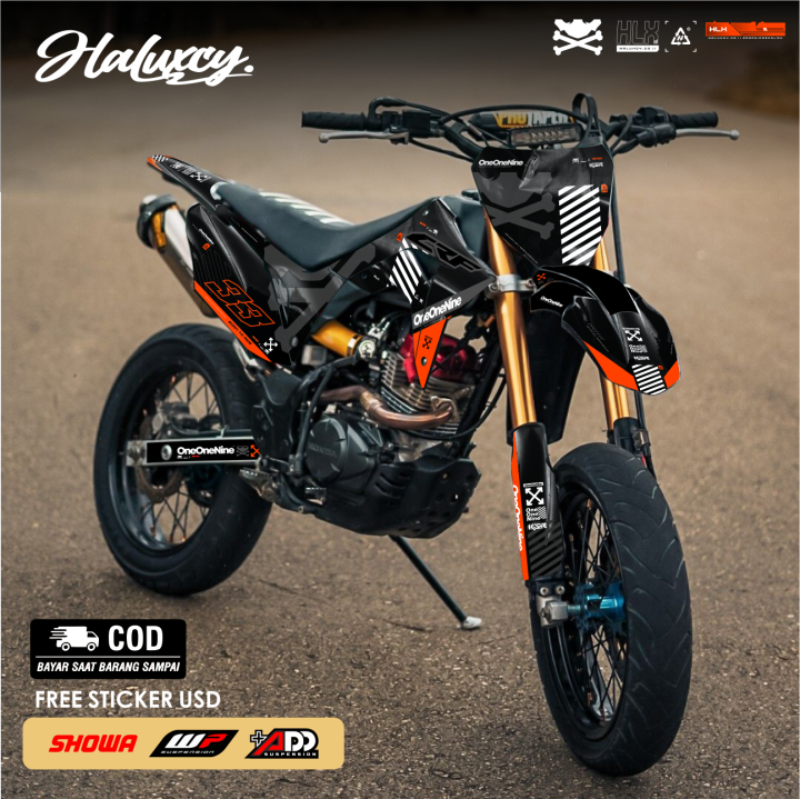 DECAL CRF 150 L SUPERMOTO FULL BODY HITAM SUPER GLOSSY DOFF DESAIN ...