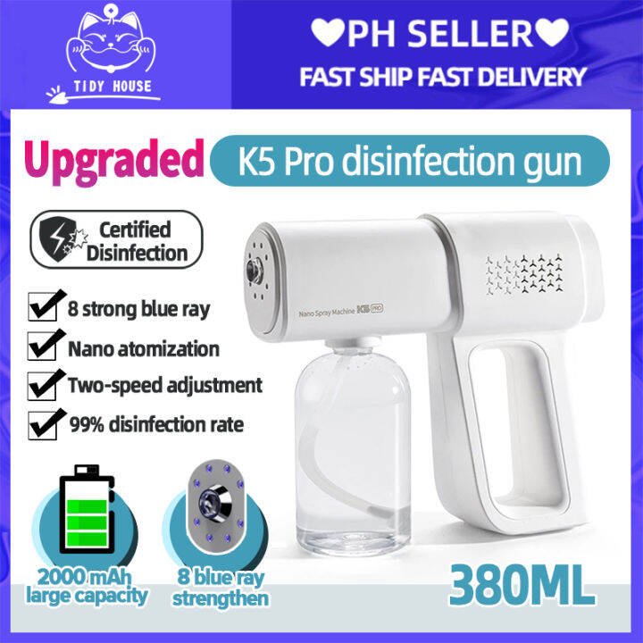 Original K5 pro Nano Disinfection Gun Wireless Handheld With 8 Blue Ray Disinfection Sprayer ...
