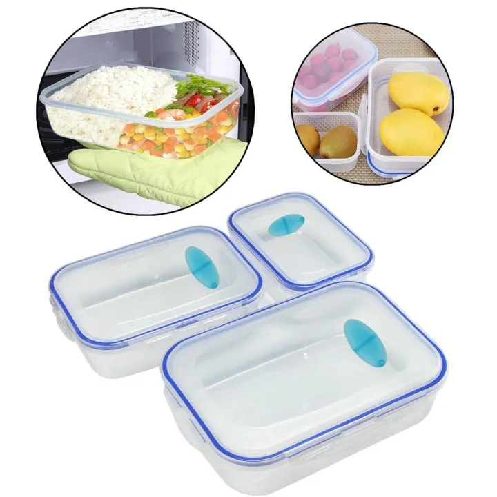 3 Size/set Stackable Nesting Food Storage Containers Box Clear Lid ...