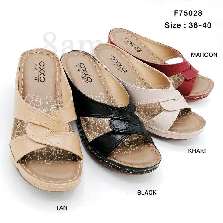 HTO รองเท้าเพื่อสุขภาพ รองเท้าแตะสวม ส้นสูง งานเย็บมือทนทาน สวมใส่สบาย F758 | Lazada.co.th