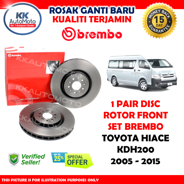 Toyota Hiace KDH200 - 1 Pair Genuine Brembo Front Brake Disc Rotor Set ...