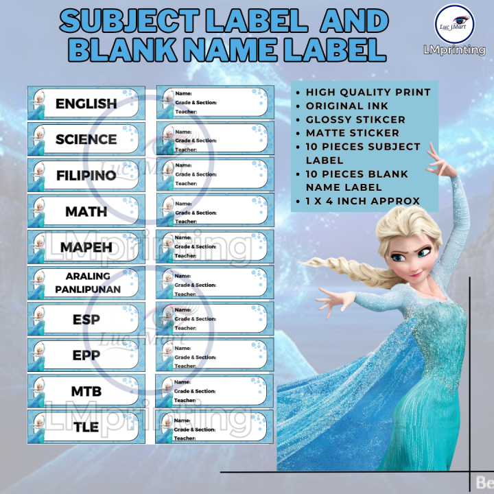 LUCSMART fast shipping - FROZEN ELSA THEMED STICKER LABEL AND NAME ...