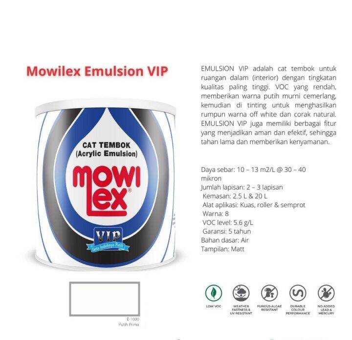 CAT MOWILEX EMULSION VIP INTERIOR 2,5ltr | Lazada Indonesia