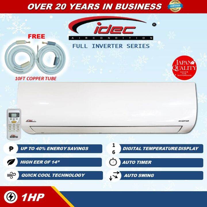 IDEC 1 HP Split Type Inverter Series Aircon with Remote FREE 10ft Copper Tube Energy Saver ...