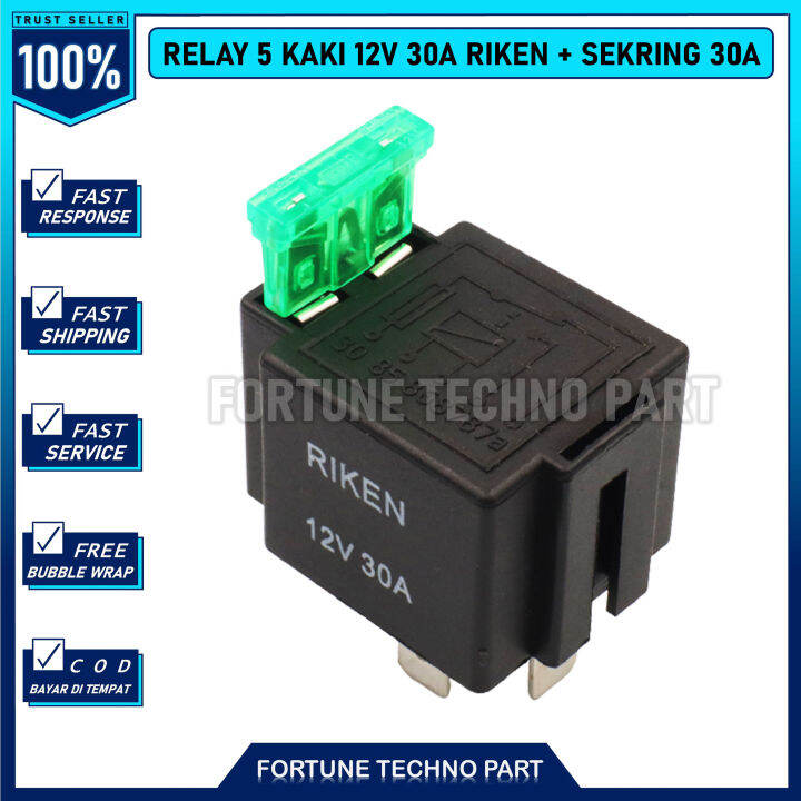 [GRATIS ONGKIR] [COD] - Relay 12V 30A 5 Pin + Fuse 30A / Relay 12 Volt ...