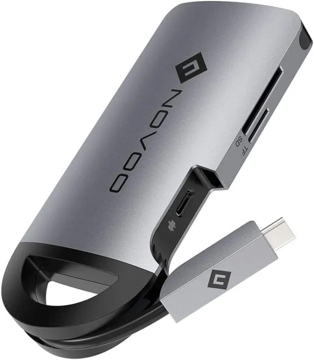 NOVOO USB C Hub 8 in 1 USB-C Dock with Hidden Cable, Ethernet 4K HDMI ...