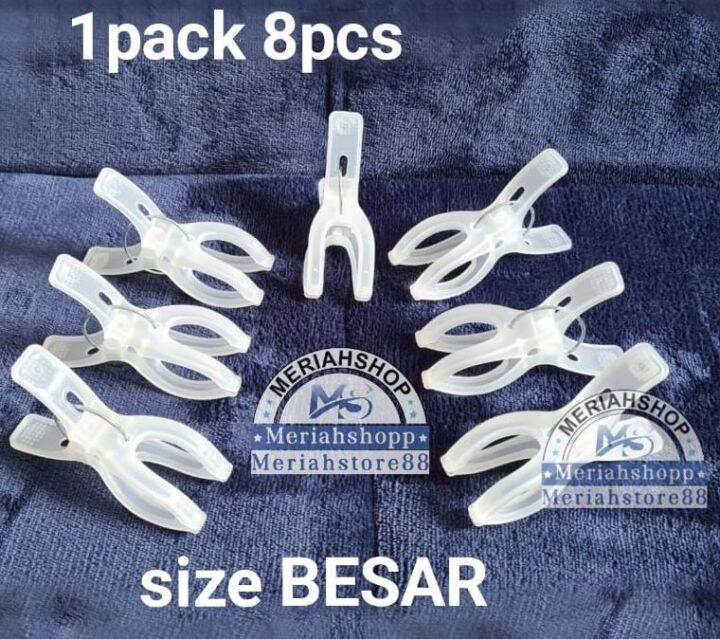 8pcs/pack Jepitan Penjepit pakaian jemuran Bening Transparan 2 kaki ...