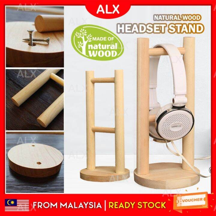 ALX Solid Wood Gaming Headset Stand Desktop Headphone Stand Bracket ...