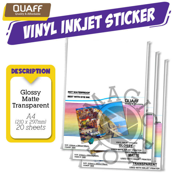 Magic photo VINYL Inkjet Sticker A4 Size ( Glossy / Matte / Transparent ...