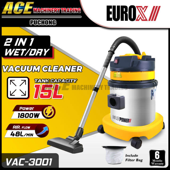 [ Eurox ] VAC-3001 Vacuum Cleaner Industrial Heavy Duty Wet & Dry ...