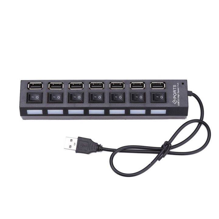 USB hub to 7 ports with buttons on and off USB 2.0 splitter USB hub for ...