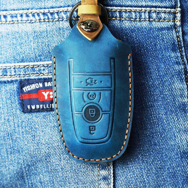 Ford Car Key Cover Authentic Top Layer Cow Leather For Ford Ecosport ...