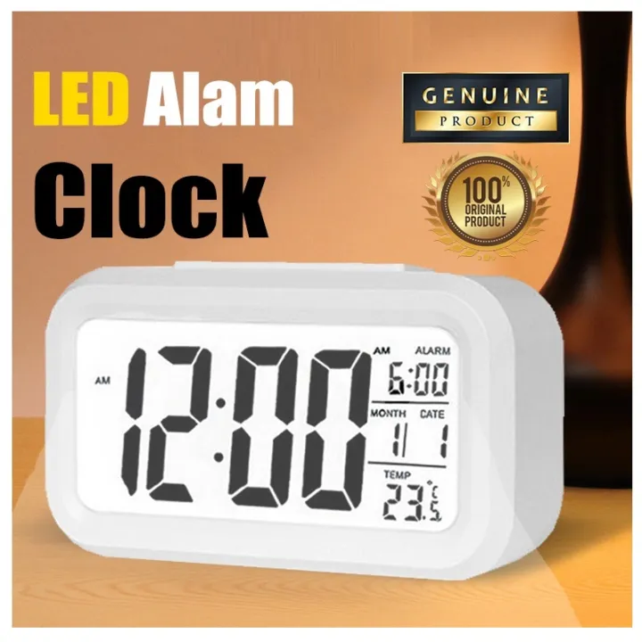 Day Night LED Light Digital Alarm Clock Large Display Smart Temperature ...