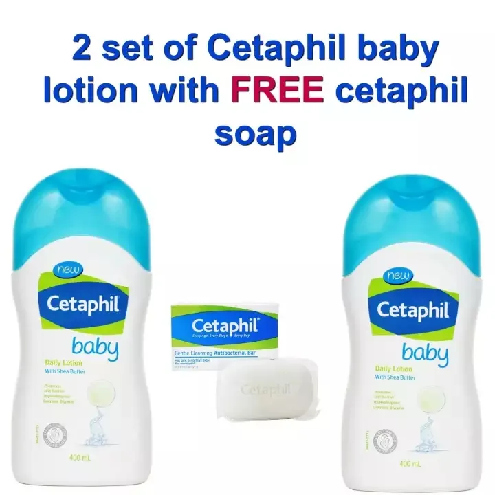 (3 IN 1)Cetaphil Baby Daily Lotion-400ml set of 2 with free soap ...