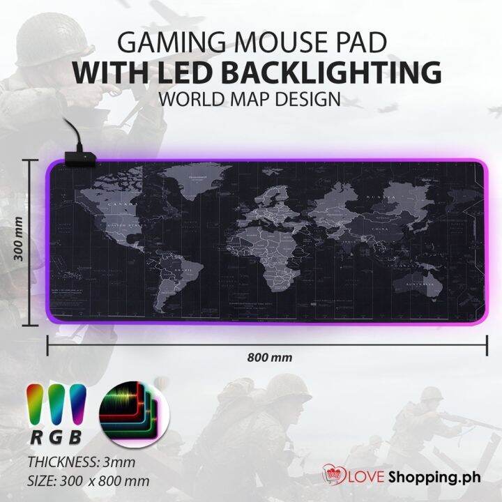RGB Large Gaming Mouse Pad Long Extender Mouse with Colorful LED ...