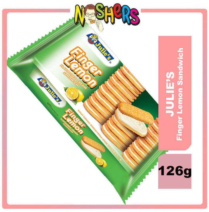 Noshers Julie's Finger Lemon Cream Sandwich Snacks Biscuit 126g | Lazada PH