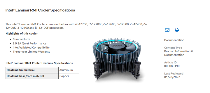 New Intel Laminar RM1 CPU Cooler from 12th gen Processors | Lazada PH