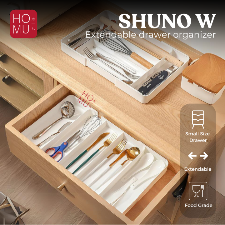 HOMU SHUNO W Extendable Drawer Organizer Rak Penyimpanan Laci Sendok ...