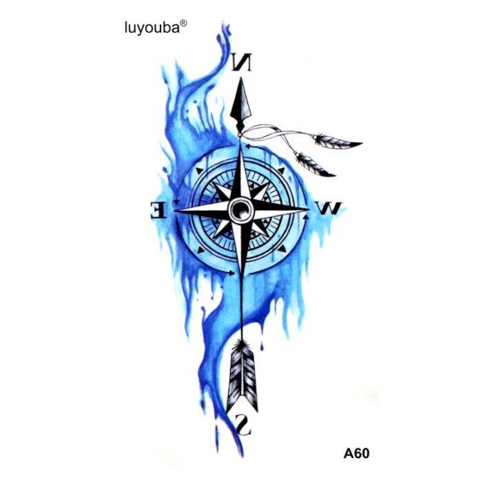 Compass Tattoo Waterproof Temporary Tattoos Men Fake Tattoo Sleeves ...