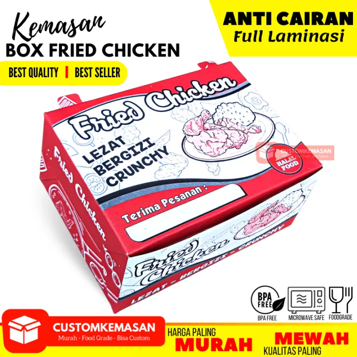 Box Fried Chicken Motif isi 50 / Dus Fried Chicken / kardus Fried ...