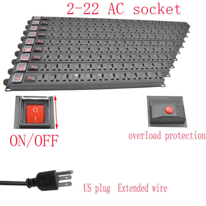 Pdu Power Strip Network Cabinet Rack Power Distribution Unit 2 24ac 10a Universal Socket Led