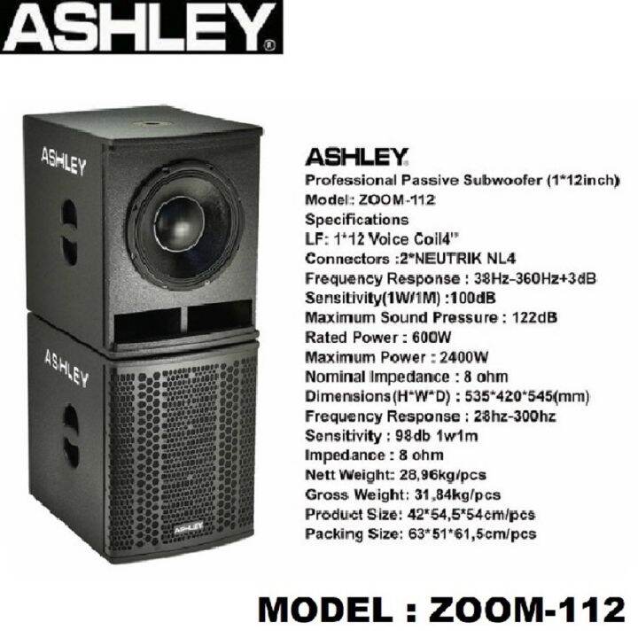 SubWoofer Pasif 12 inch Ashley Zoom112 Zoom 112 Original Ashley ...
