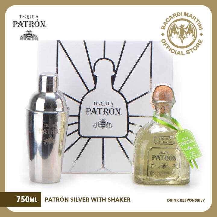 PATRON Silver Tequila w/ free Shaker - 750ml, 40% ABV - Spirit ...