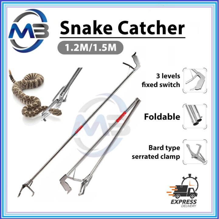 1.2M/1.5M Zigzag Wide Jaw Stainless Steel Snake Catchers and Tong Clamp ...