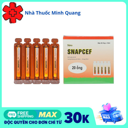 Siro Snapcef 10ml hộp 20 ống - Bổ sung kẽm, phòng còi xương, suy dinh ...