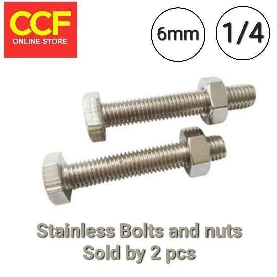 Stainless Bolt Bolts Nut Nuts Washer 1/4 inch 6MM Hexagonal Capscrew ...