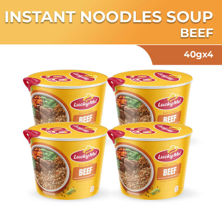 Lucky Me! Go Cup Mini Instant Noodle Soup Special Beef 40g - Pack of 4 ...
