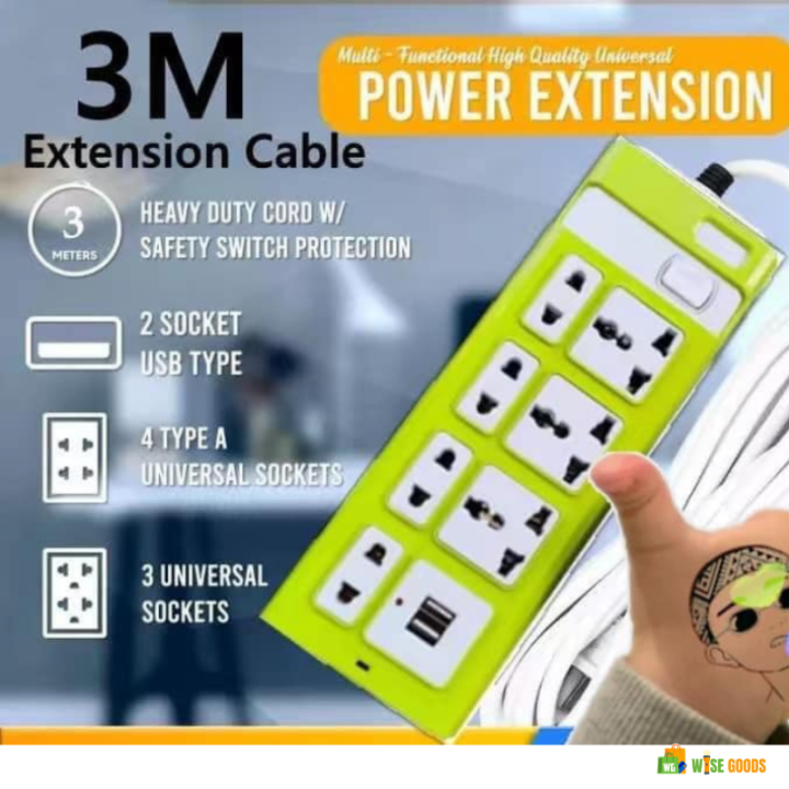 Extension Electrical Socket Power Extension With 9 Universal Socket and 2 USB outlets Charger 5V ...