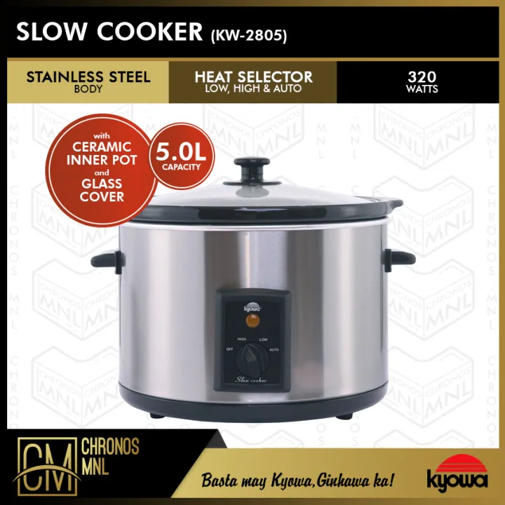 Chronos | Kyowa KW-2805 Slow Cooker, Stainless Steel Body with Ceramic ...