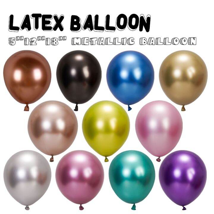 [PANDA] 5 Inch 12 Inch 18 Inch Metallic Latex Balloon SUPER THICK ...