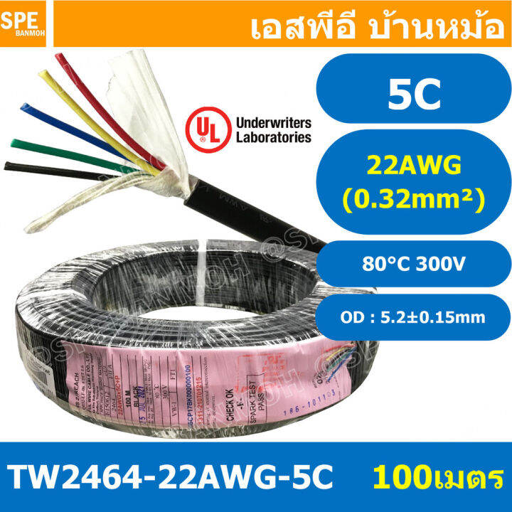 [ 100 เมตร ] TW-2464-22AWG-5C สายมัลติคอร์ 5 คอร์ ขนาด 22AWG 5C x 22AWG ...
