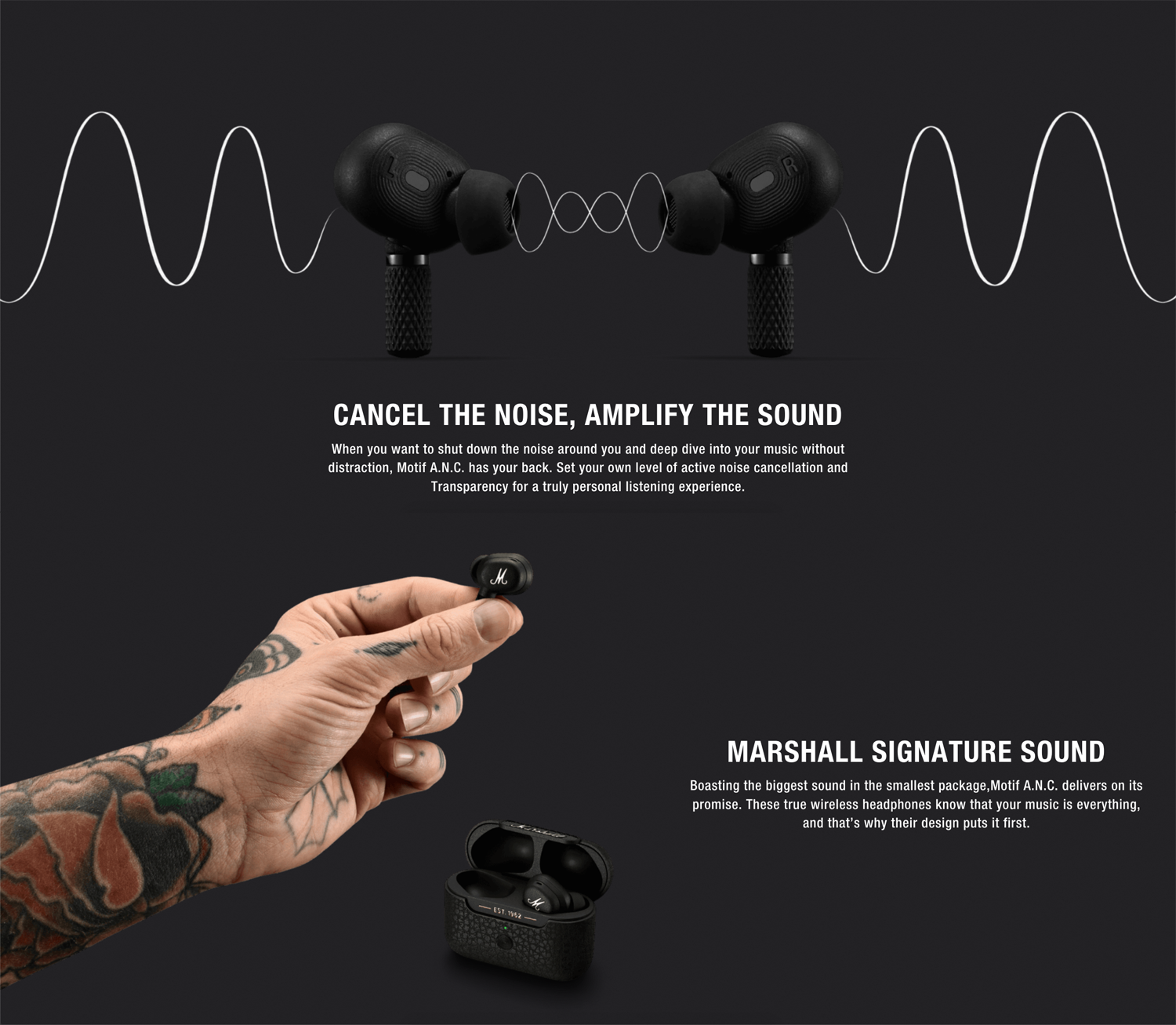 【รับประกัน6เดือน】Marshall Motif ANC True Wireless Earbuds with Mic หหูฟังบลูทูธ หูฟังตัดเสียงรบ ...