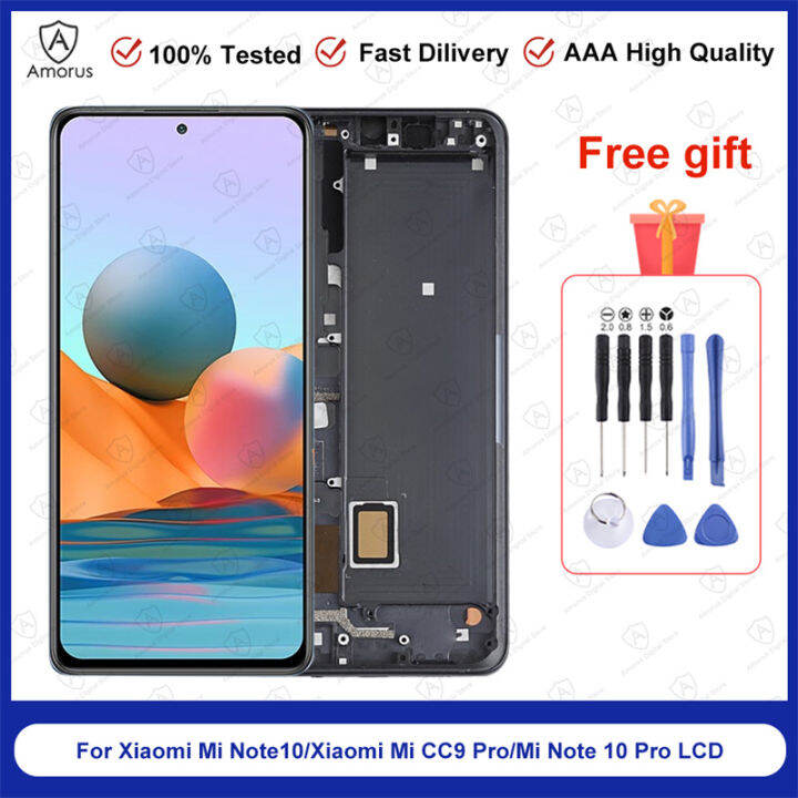 Amorus หน้าจอ AMOLED สำหรับ Xiaomi Mi Note 10/CC9 Pro/note 10 Pro,หน้าจอและชุดประกอบดิจิไทเซอร์ ...