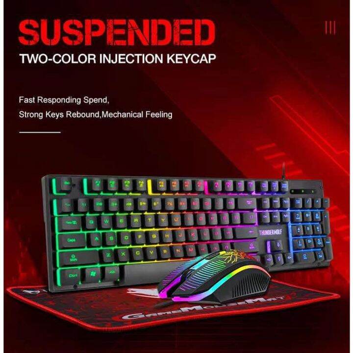 T-WOLF TF31 gaming combo kit keyboard mouse and mousepad 3in1 set ...